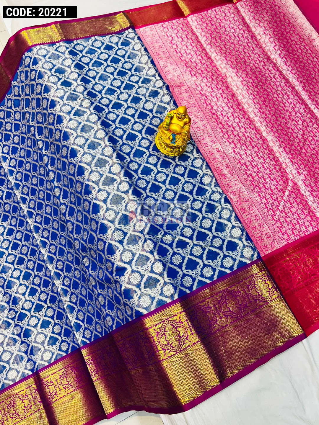 Royal blue color tissue silk saree with woven design Royal blue color tissue silk saree with woven design