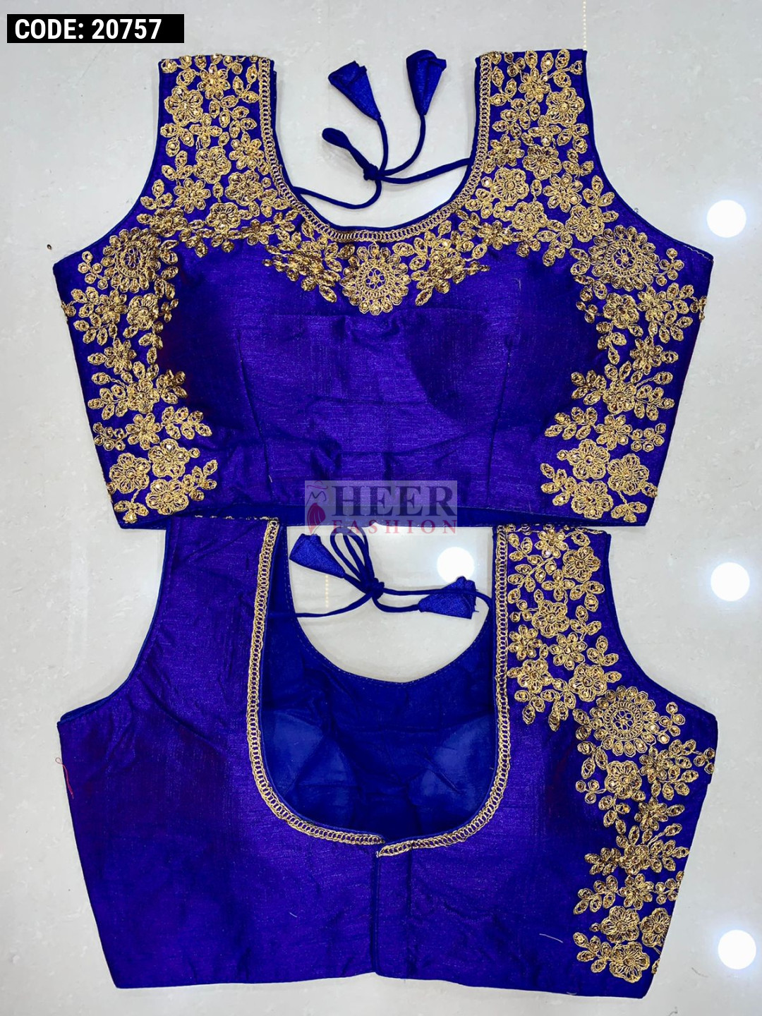 Royal blue color designer ready made sequence work blouse