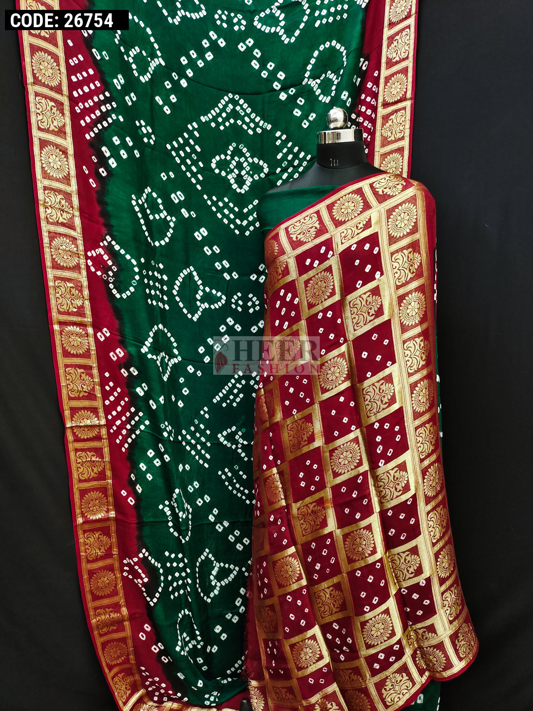 Multi color hand bandhej silk saree with zari weaving work