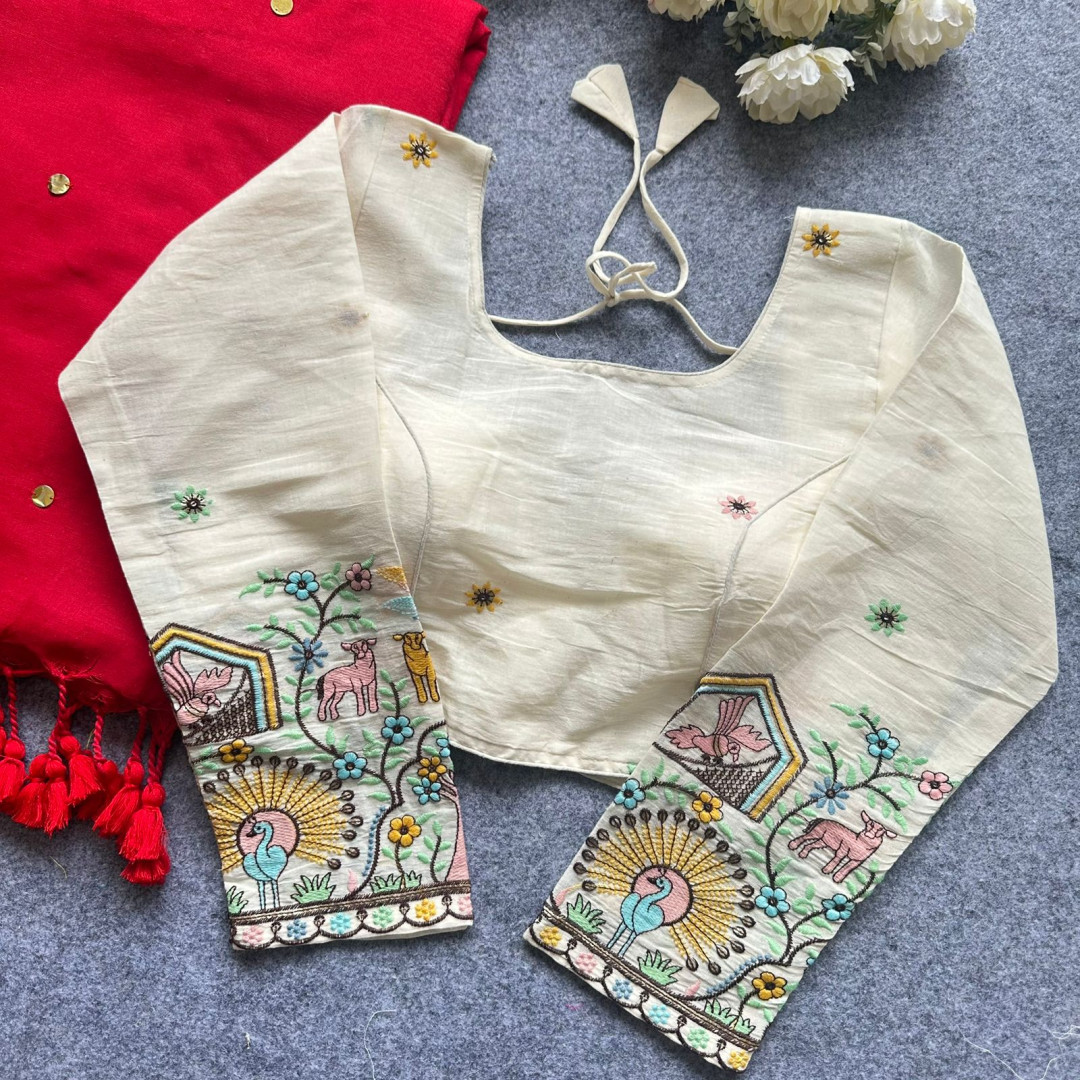 Red khadi cotton saree with beautiful ginni and khadi cotton readymade ...