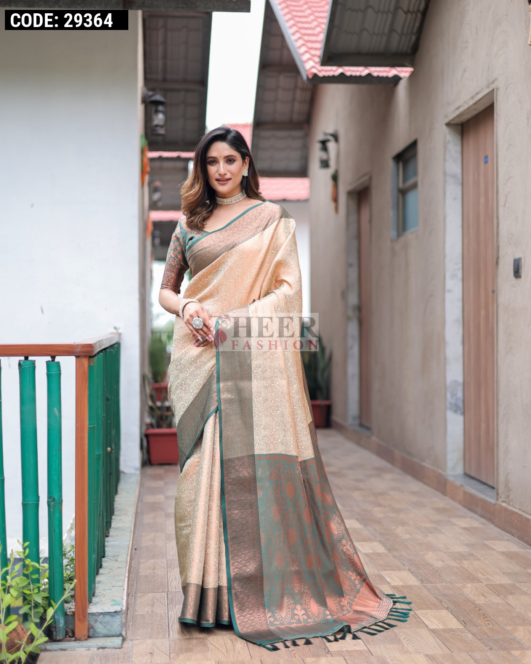 Multi color kanchipuram silk saree with zari weaving work