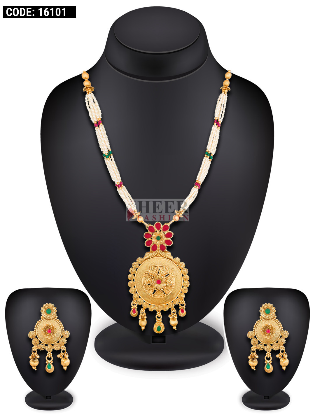 Products Kemp Stone Studded Long Necklace Set