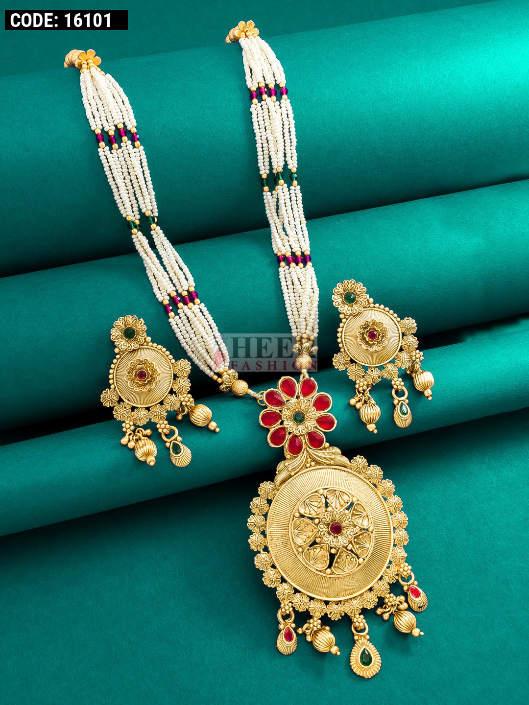 Products Kemp Stone Studded Long Necklace Set