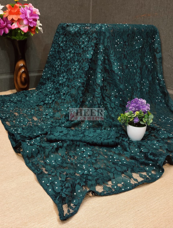 Rama green color raffal jacquard weaving sareee