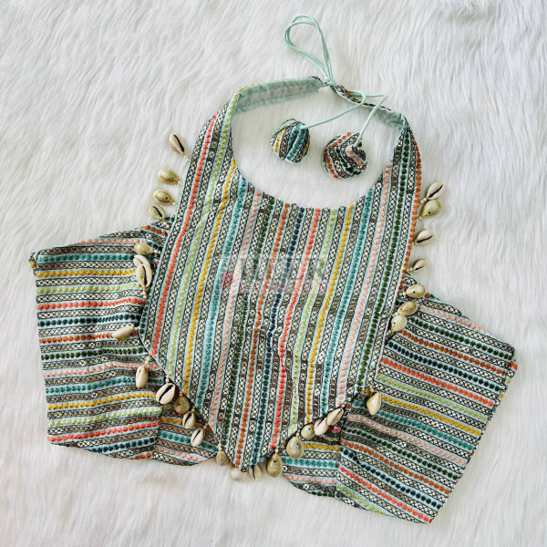 Sea green color western look real kaudi blouse