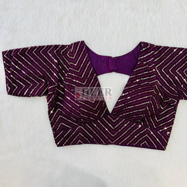 Sabyasachi style deep necks wine color blouse