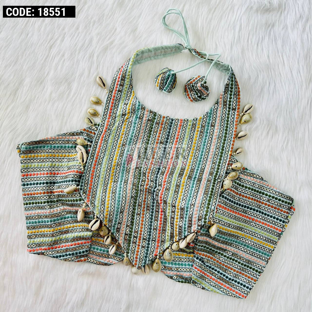 Sea green color western look real kaudi blouse