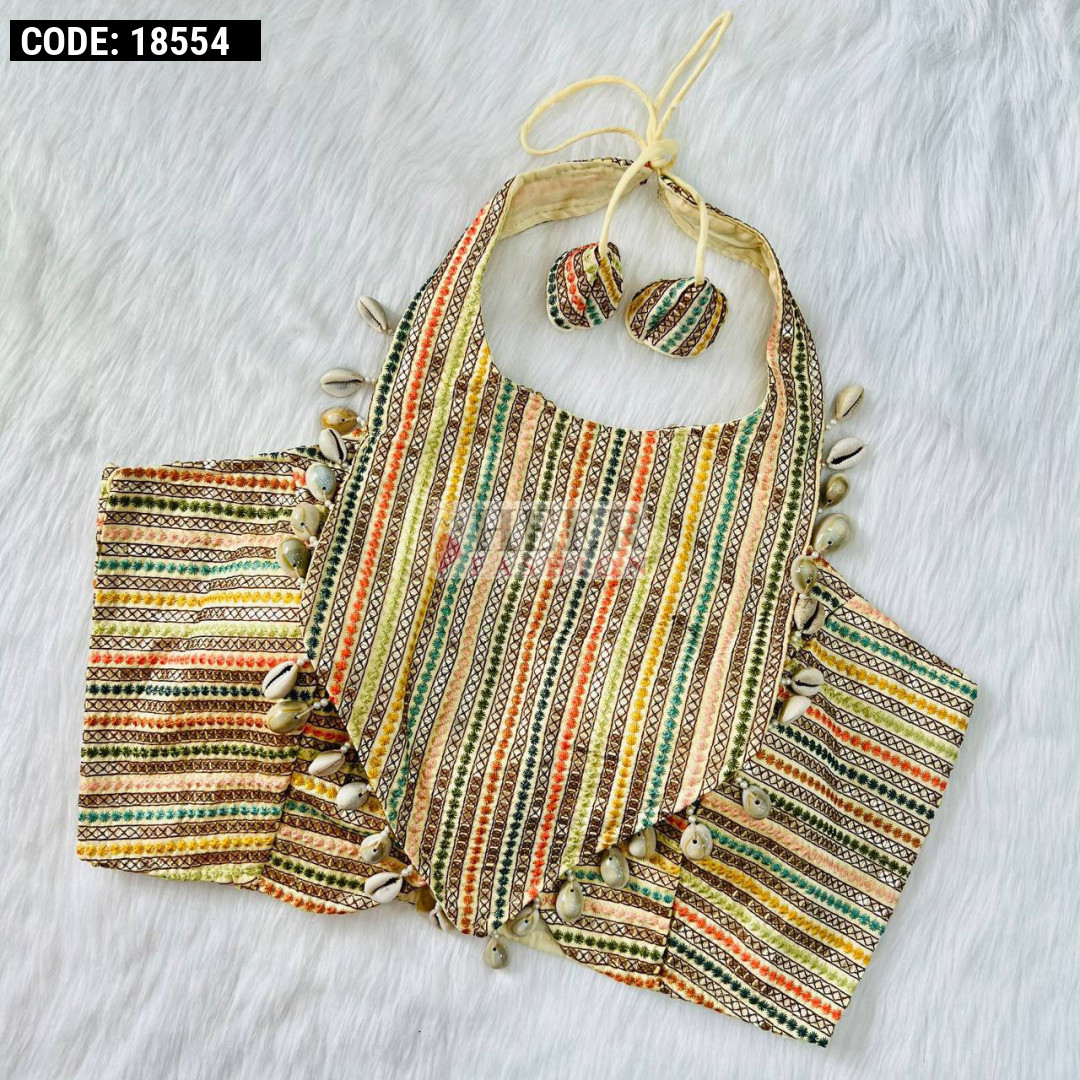 Cream color western look real kaudi blouse